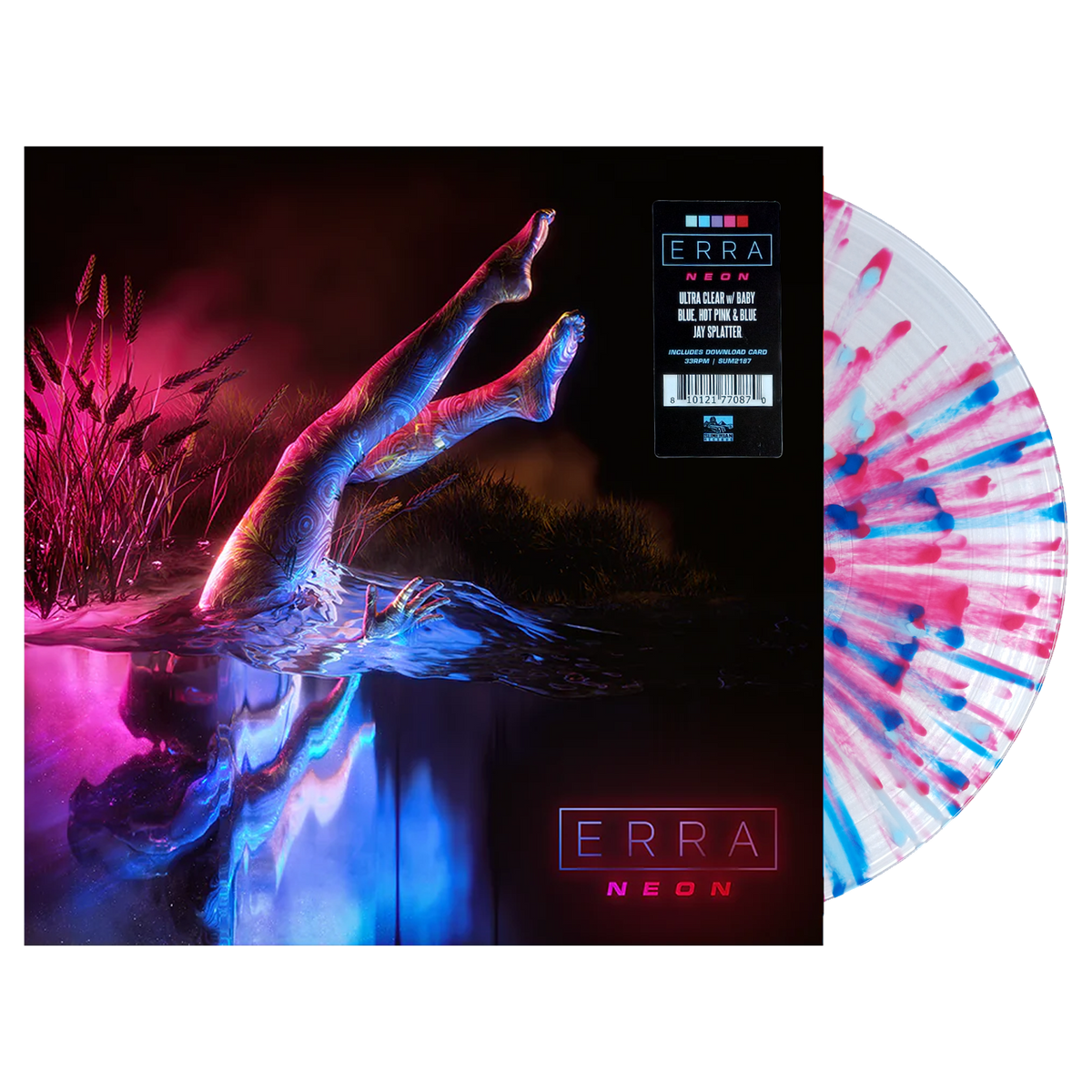 Neon Vinyl (Ultra Clear w/ Baby Blue + Hot Pink + Blue Jay Splatter ...